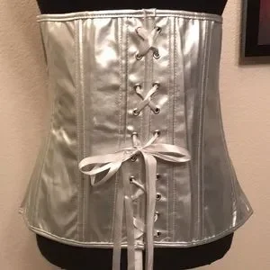 Intimates & Sleepwear | 2 Pc Metallic Silver Corset Bustier Lingerie ...